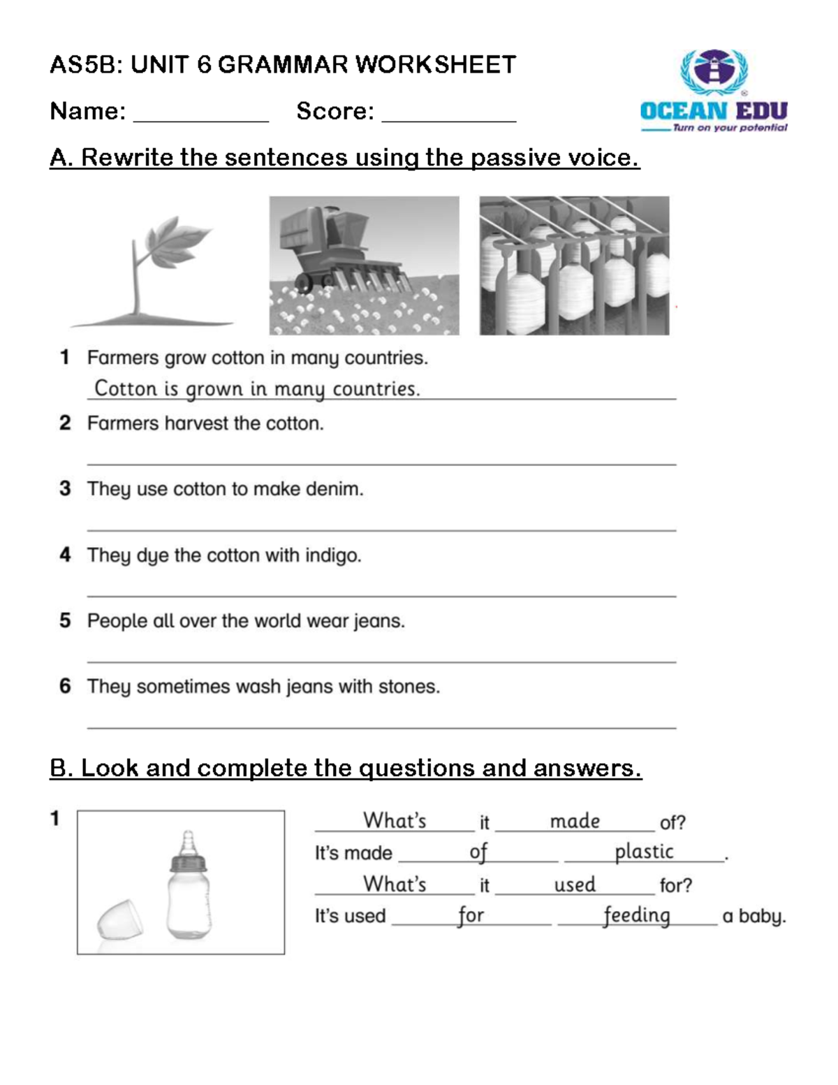 AS5BUnit 6Grammar WS - Lecture Notes for English Grammar - Secondary ...