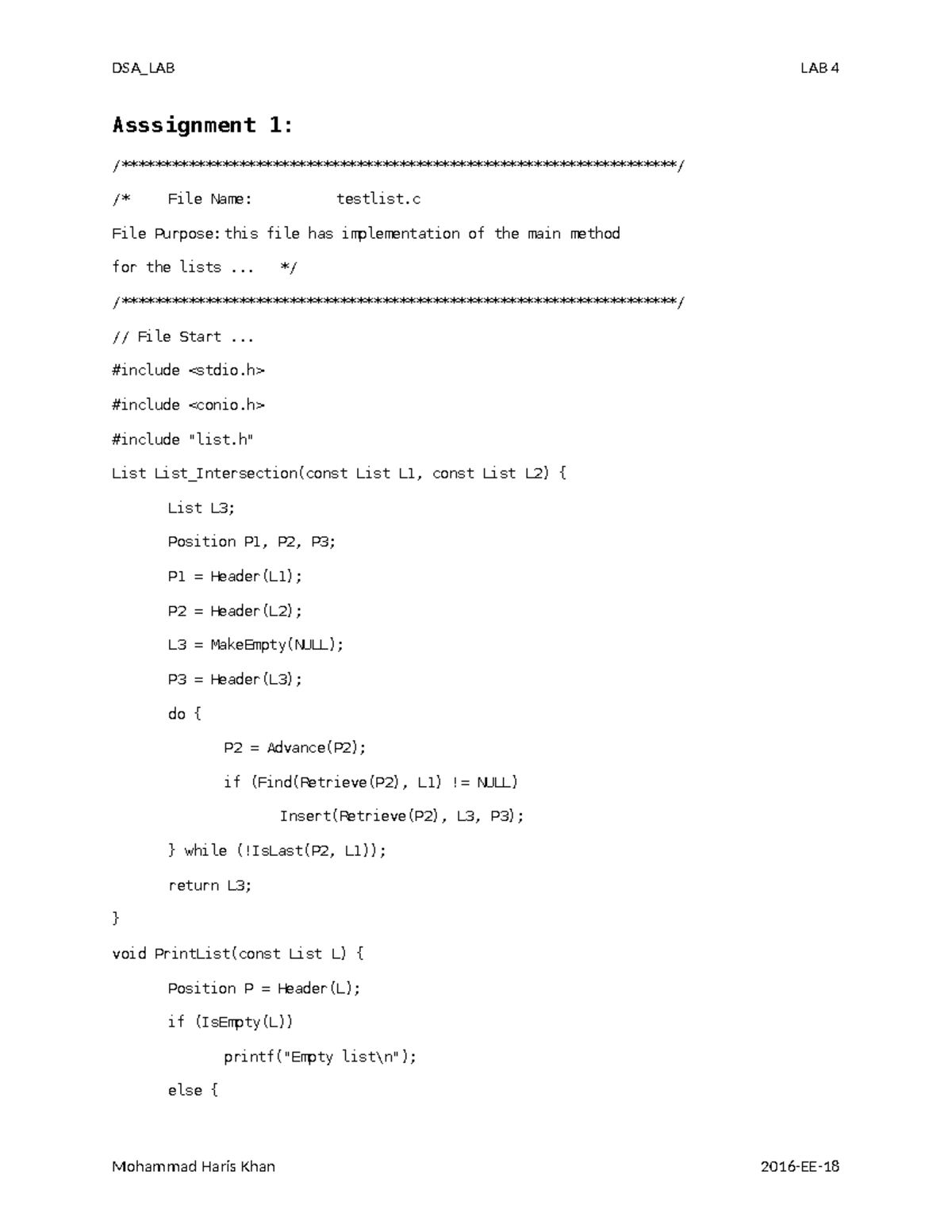 DSA_LAB LAB 4: Programming notes and implementation details - Studocu