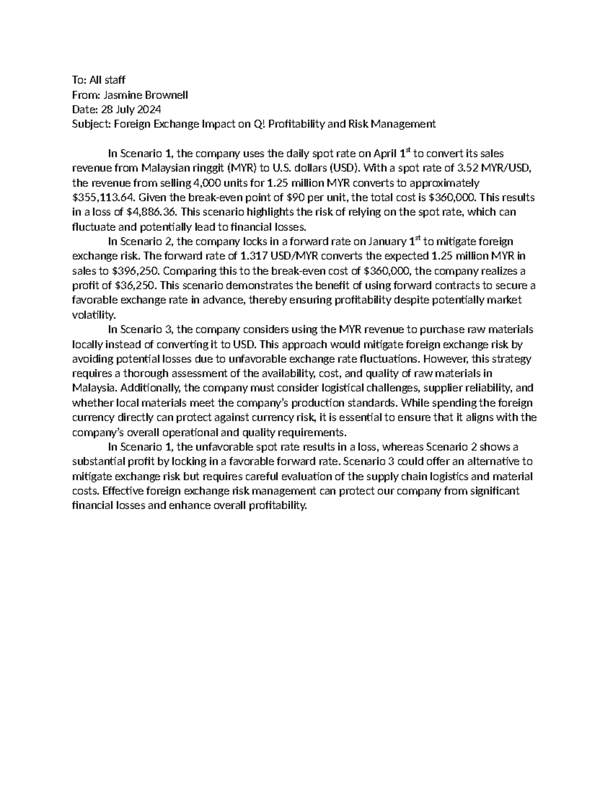 4-2 assignment - module 4 - To: All staff From: Jasmine Brownell Date ...