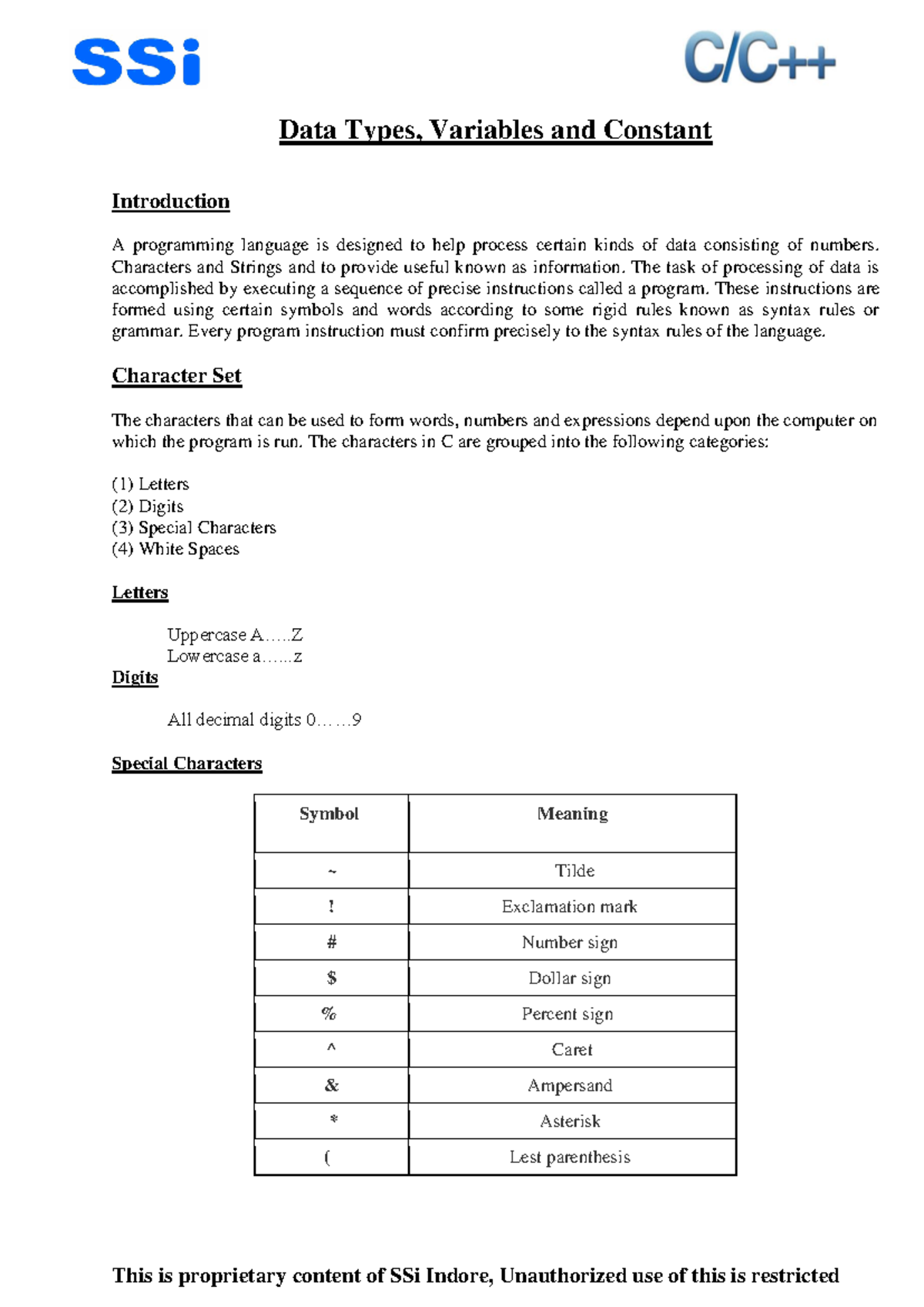 C Module 2 Data Types,Variables and Constant - Data Types, Variables and Constant Introduction A ...