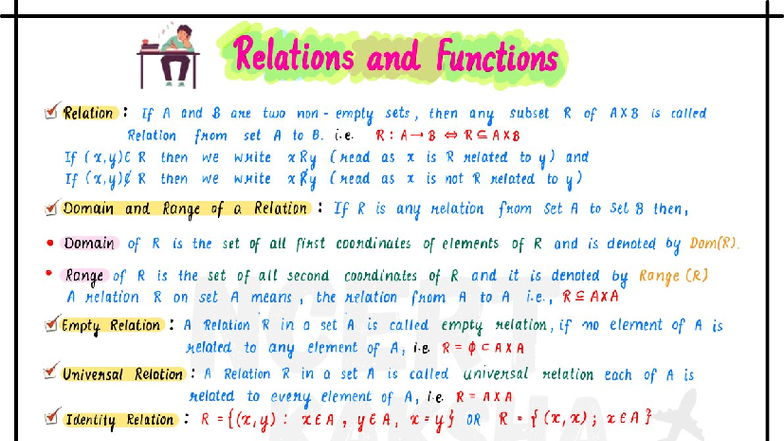 Mathematics Revision Notes for Class 12: Relations, Functions ...