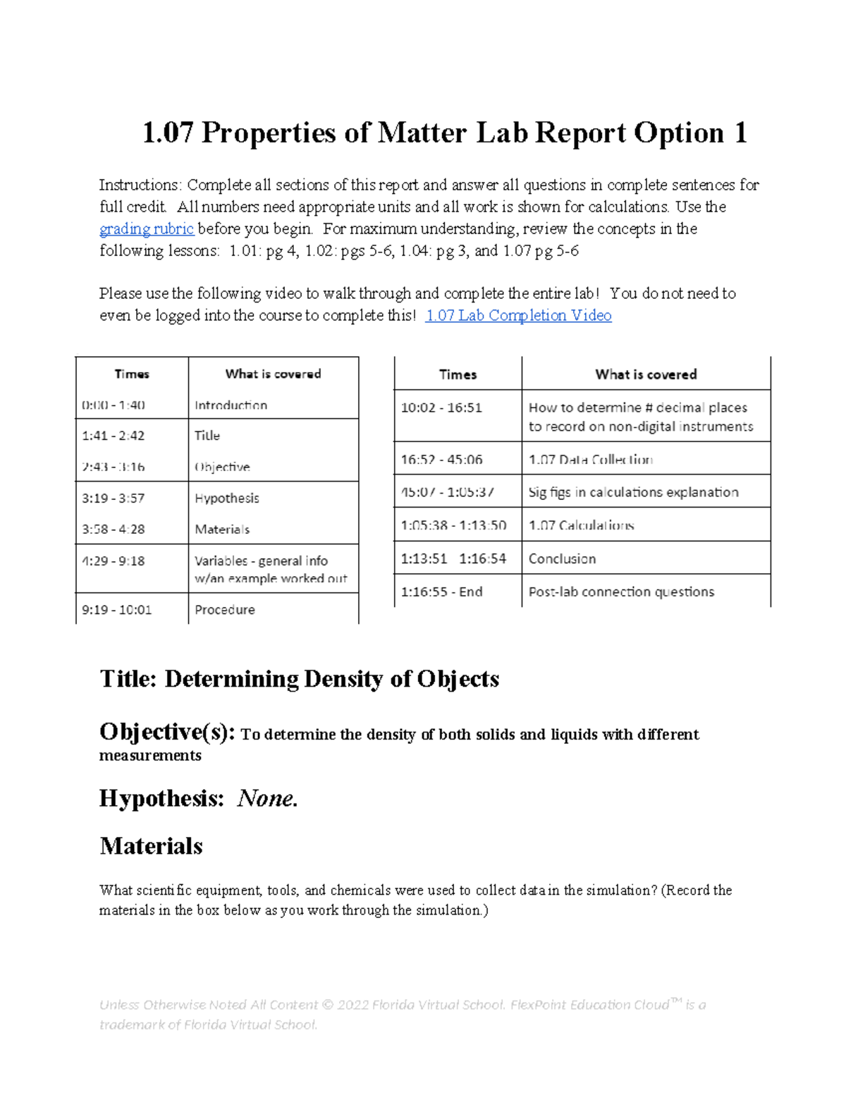 1.07 Properties of Matter Lab Report: Density Determination & Analysis ...