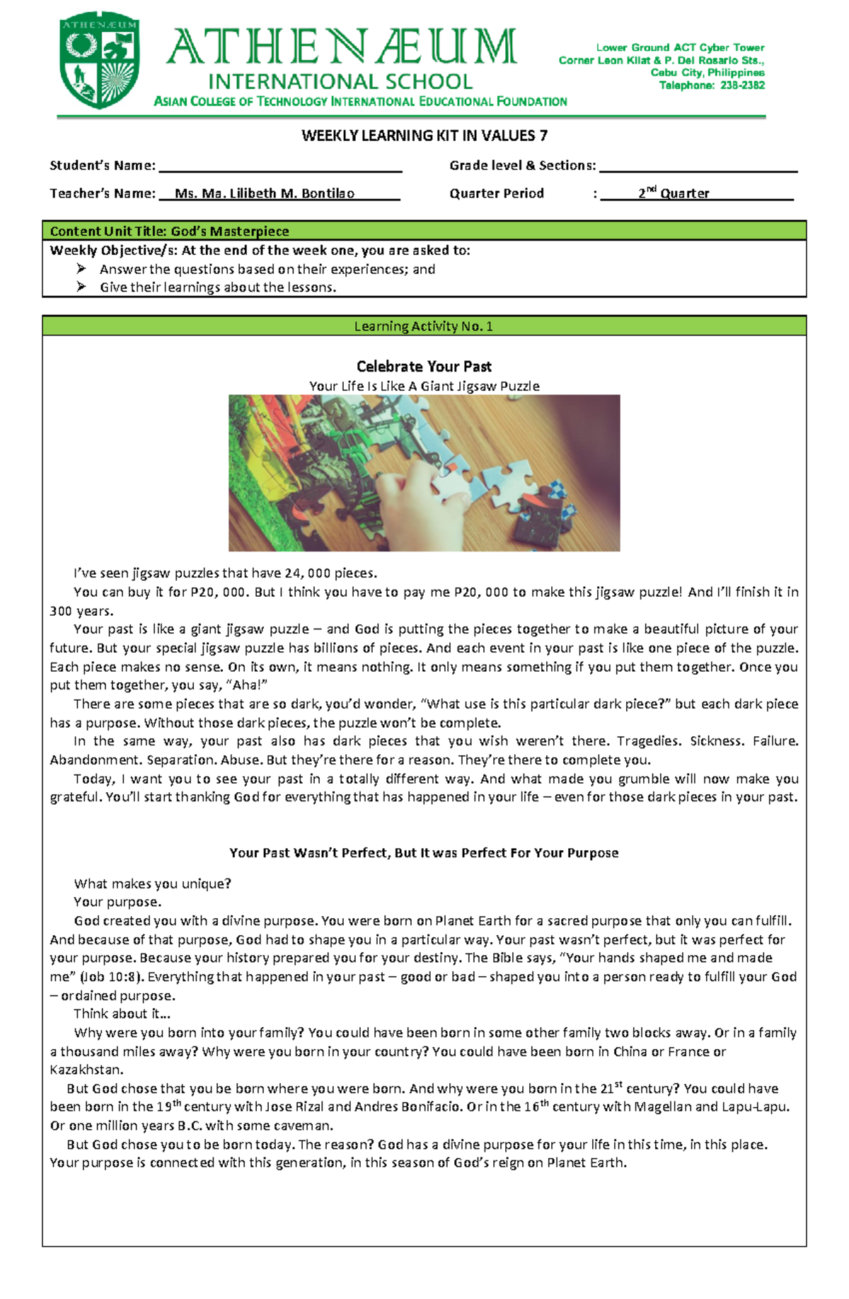 Values-7-Gods-Masterpiece - WEEKLY LEARNING KIT IN VALUES 7 Student’s ...