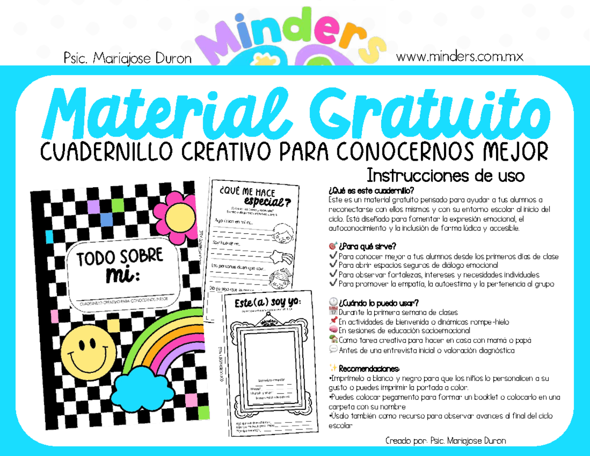 Cuadernillo Creativo "Todo Sobre Mí" - Material Gratuito c 250827 - Studocu