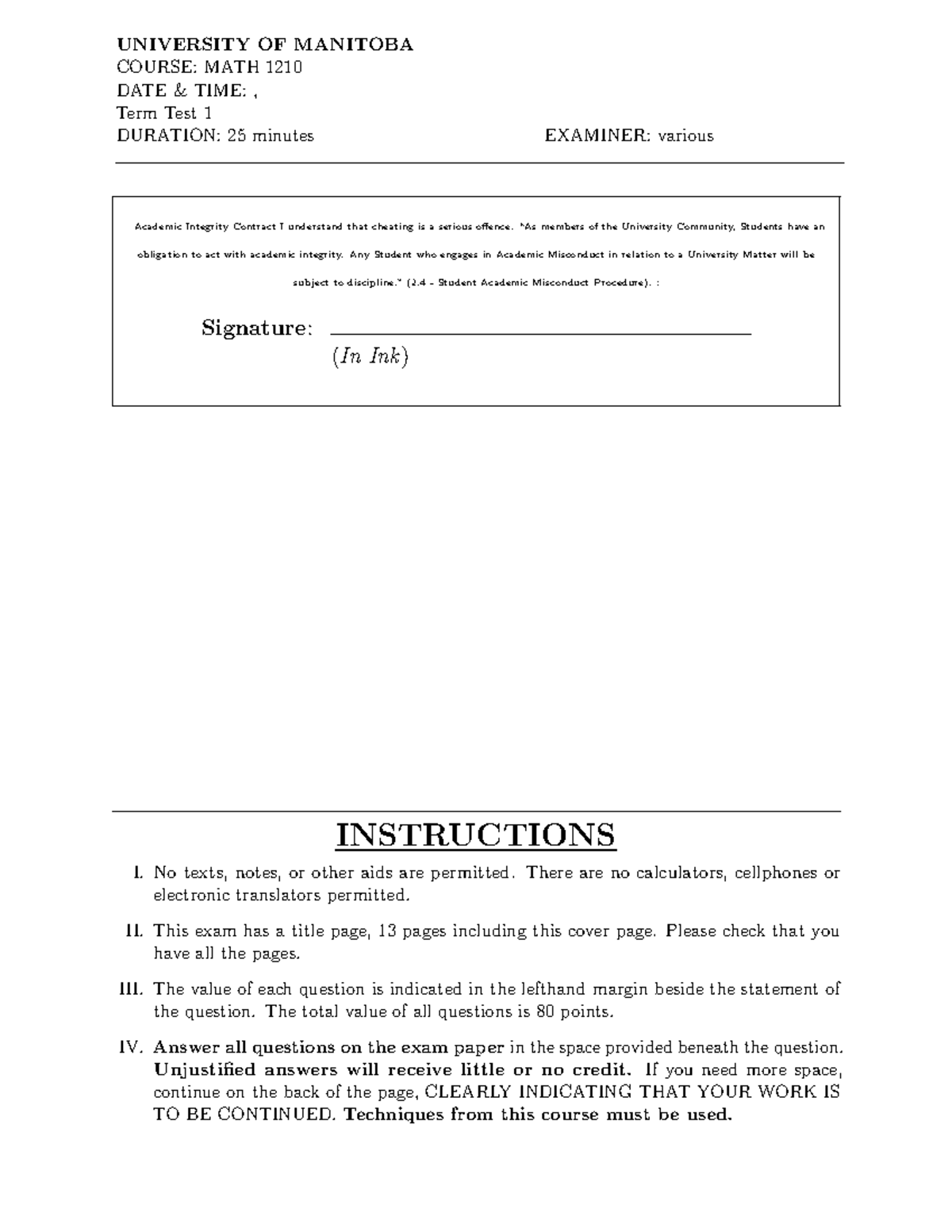 MATH 1210 Term Test 1 Fall 2024 - Solutions and Instructions - Studocu
