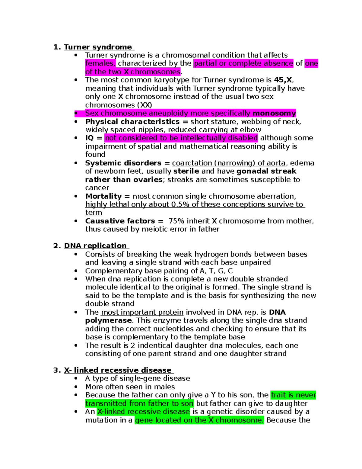 Patho Quiz 1 Study Guide: Genetics & Chromosomal Disorders - Studocu
