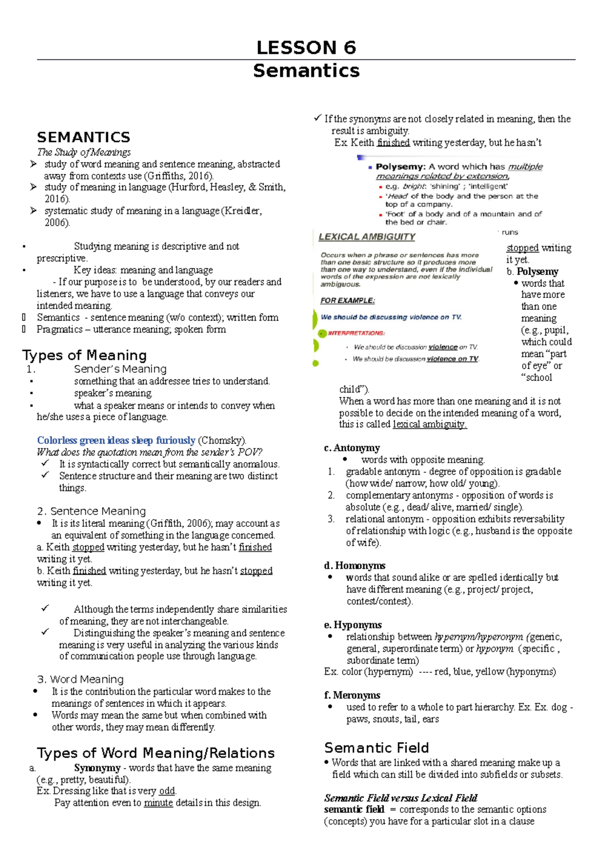 Lesson 6 Semantics - Purposive Communication - LESSON 6 Semantics ...
