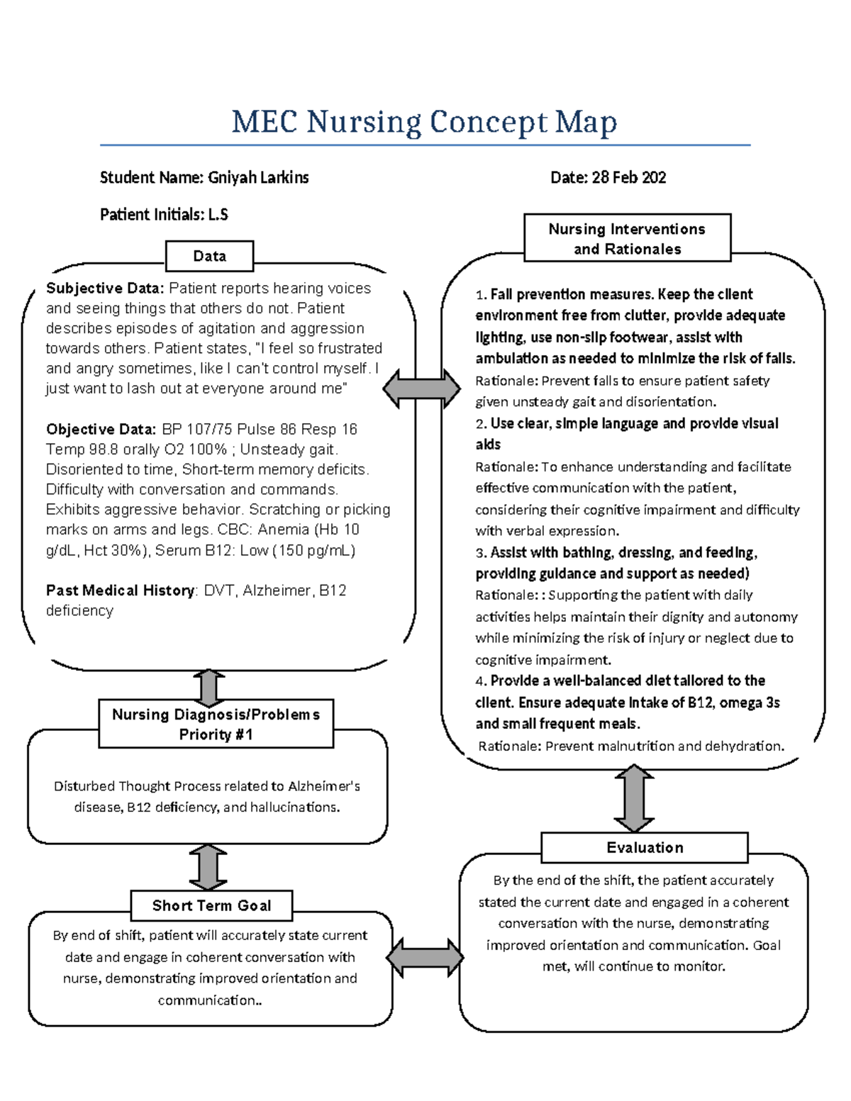 MEC Nursing Concept Map: Dementia Management Strategies - Studocu