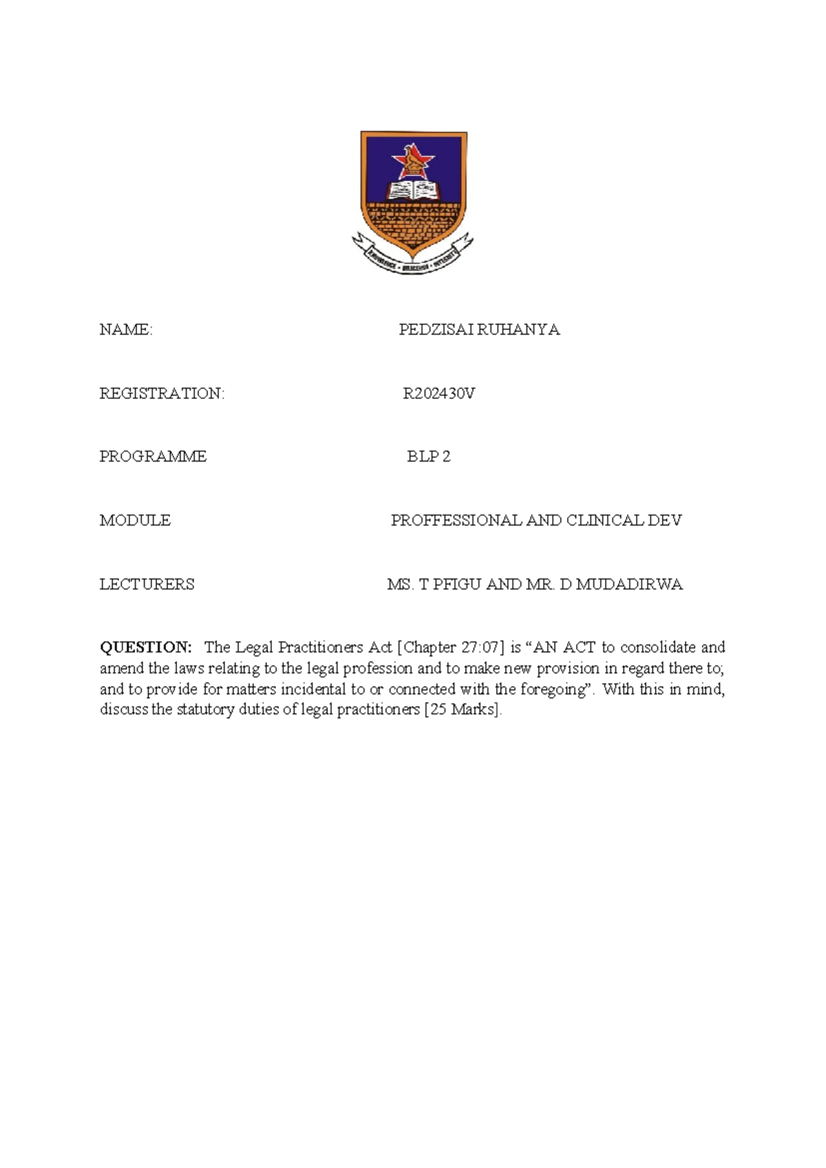 R202430V Legal Practitioners Act: Statutory Duties & Case Analysis ...