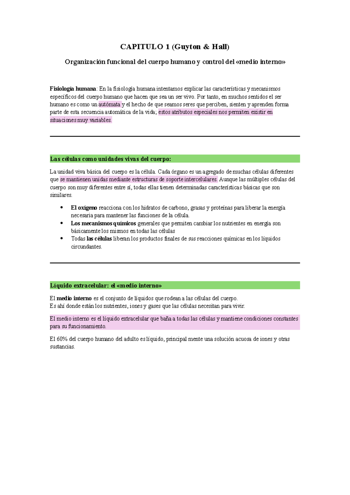 Capítulo 1: Organización Funcional del Cuerpo Humano - Guyton & Hall ...