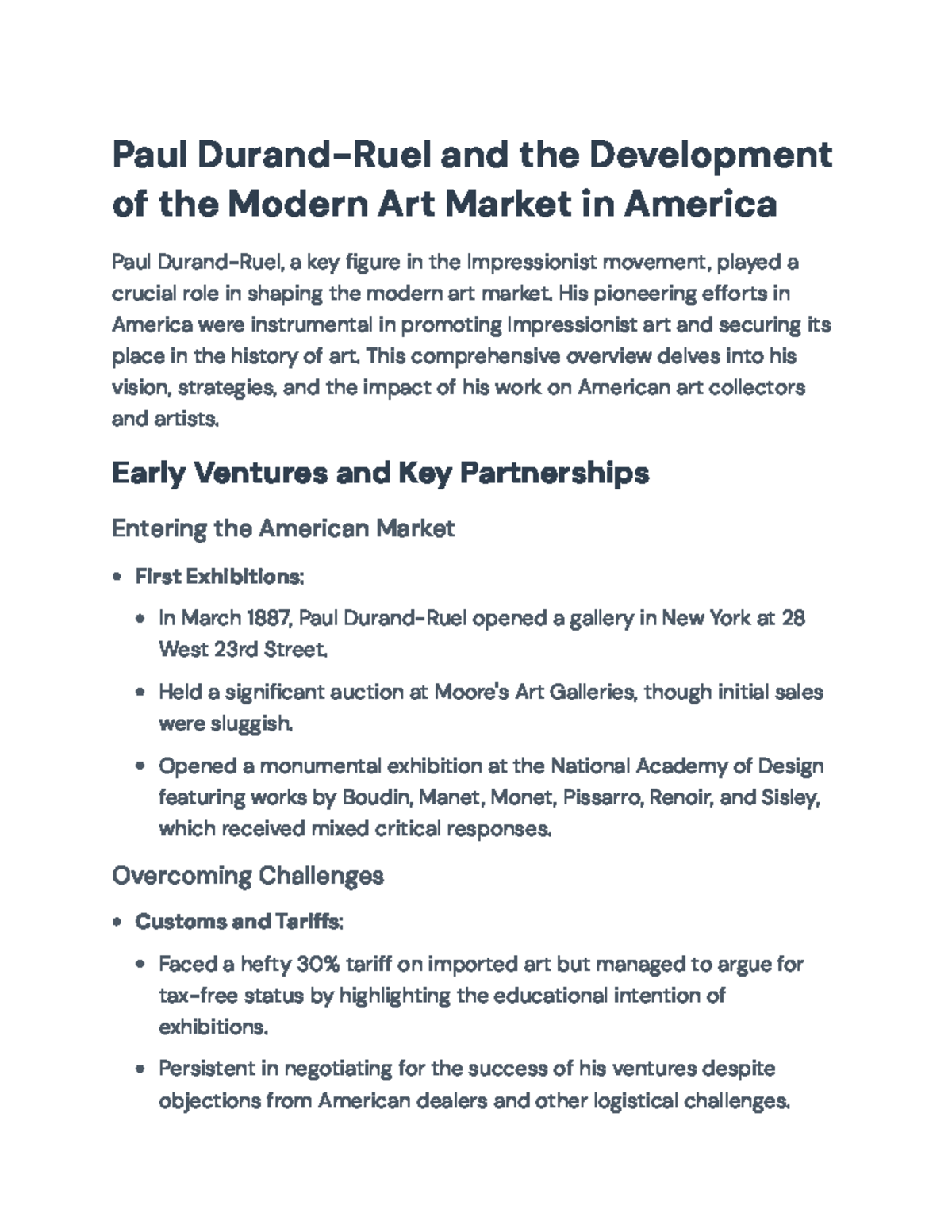 Paul Durand-Ruel: Impact on the American Impressionist Art Market ...