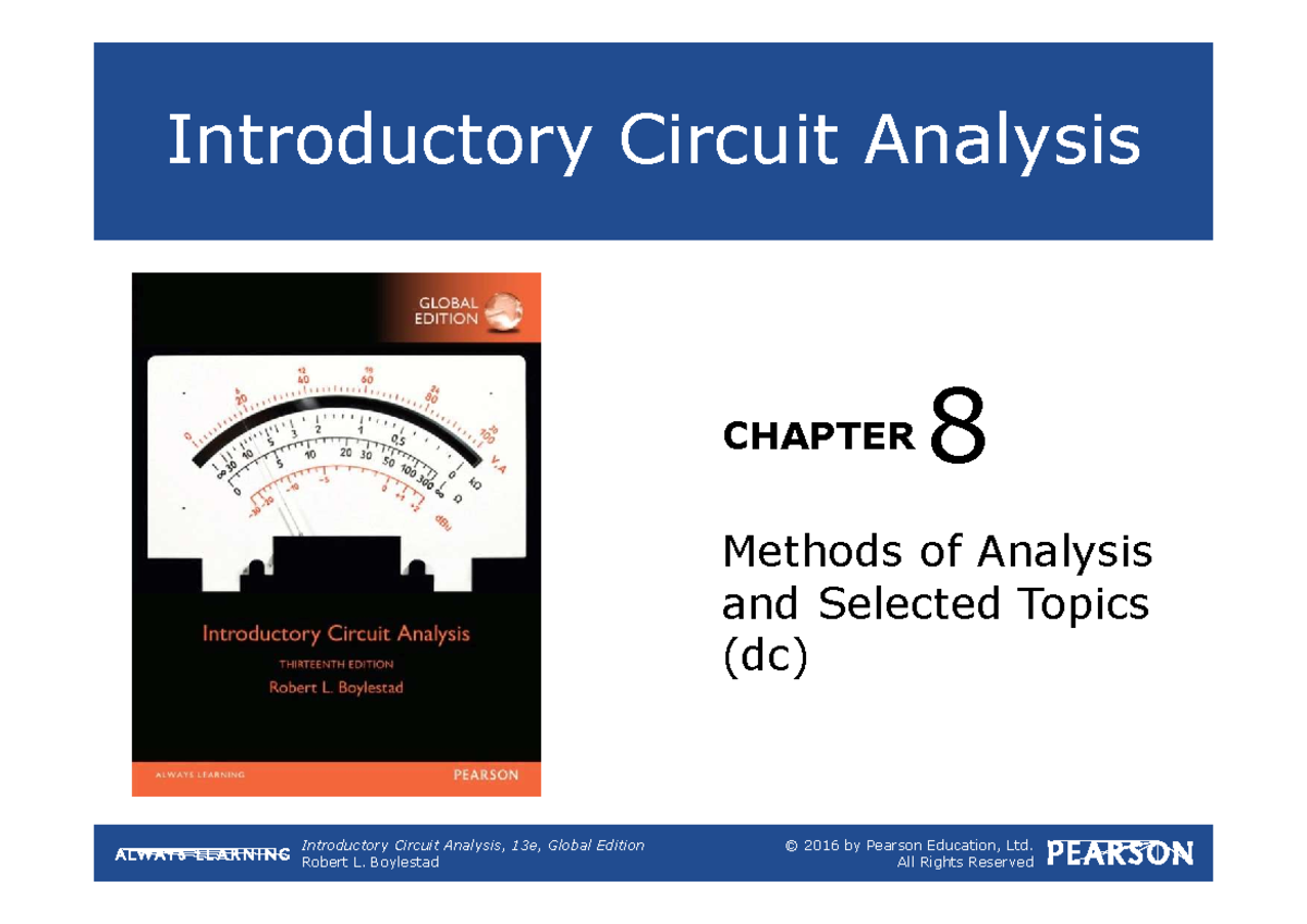 Introductory Circuit Analysis (dc) CHAPTER 8: Methods of Analysis - Studocu