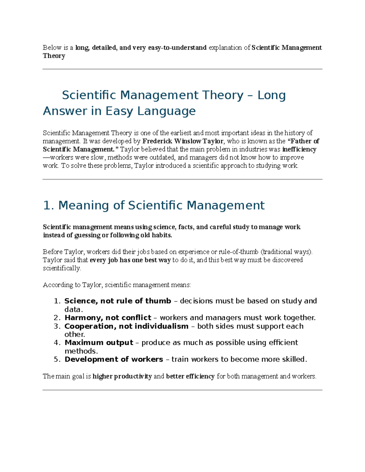 Scientific Management Theory: An In-Depth Overview and Analysis - Studocu