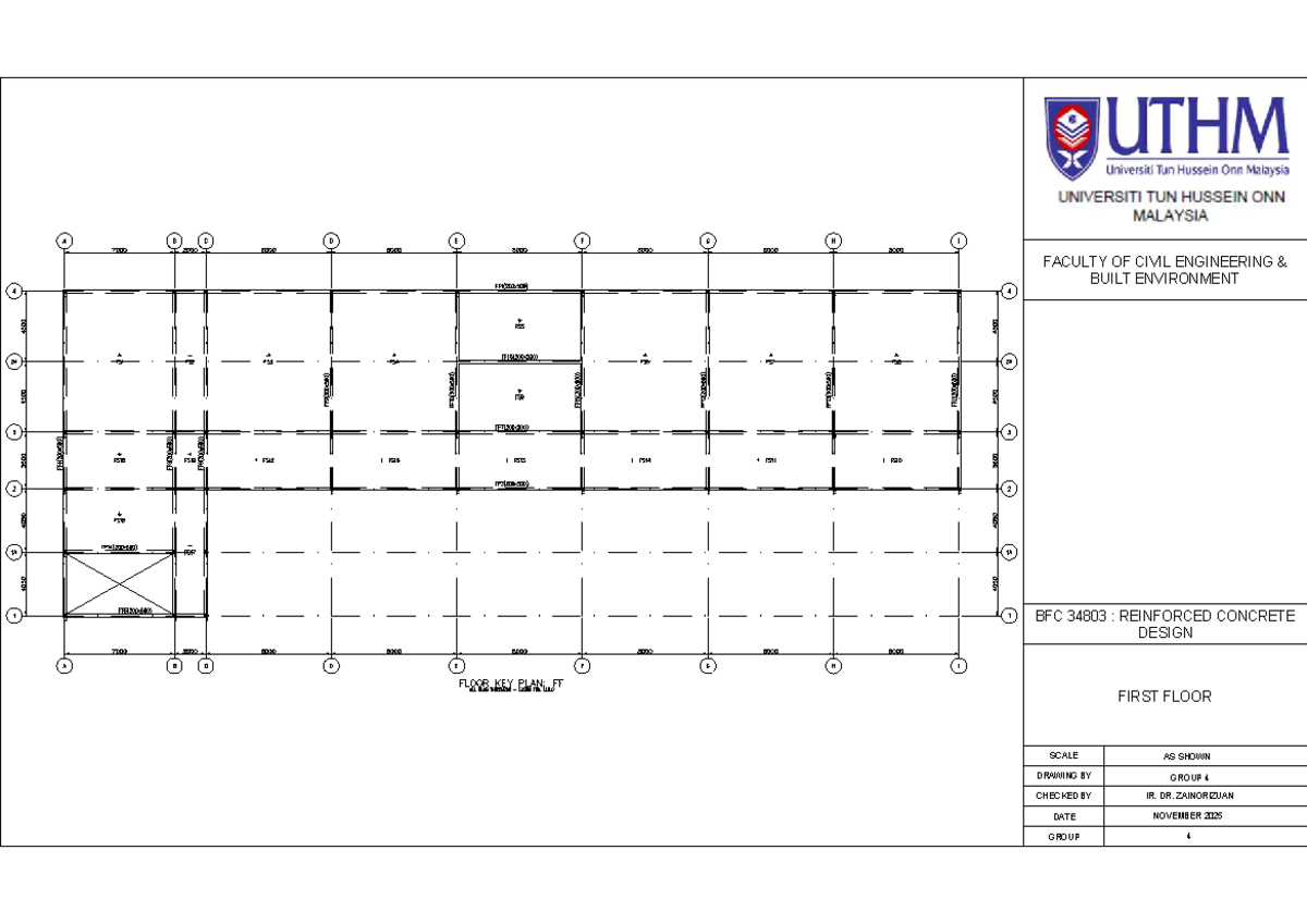 First Floor - latihan - Reinforced Concrete Design - SCALE CHECKED BY ...