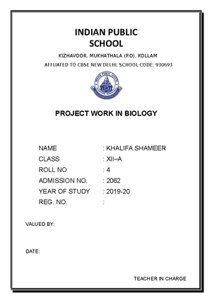 Cancer Project Class 12 - THE BIOLGY OF CANCER NAME:- ANWESH GARTIA ...