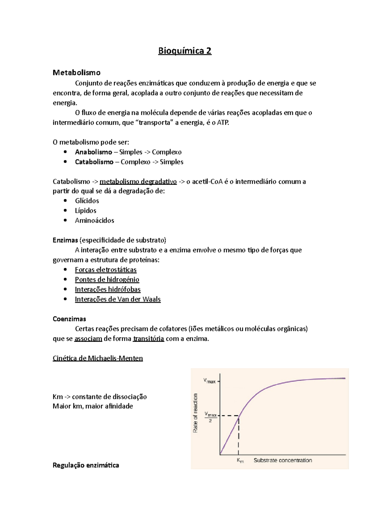 Bioquímica II - Resumo do Metabolismo e Enzimas de Bioquímica 2 - Studocu