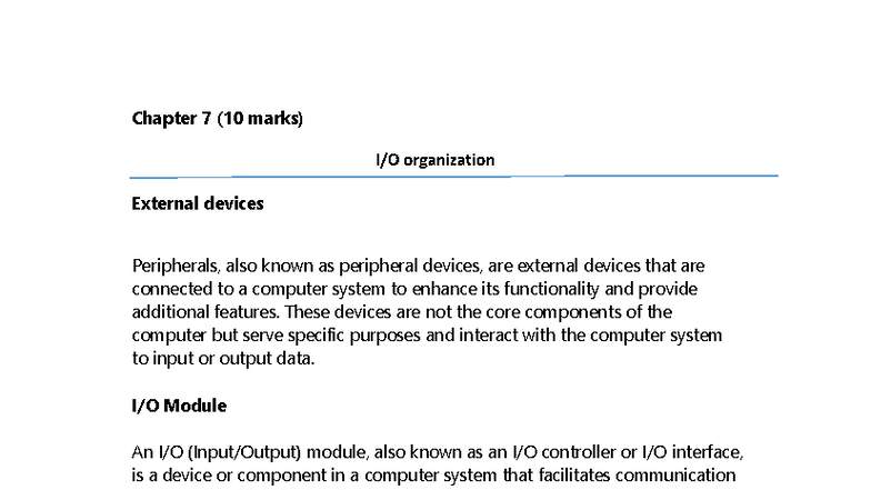 Chapter 7: External Devices and Modules in Computer Systems (16841 ...