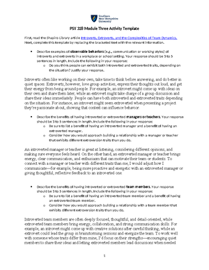 PSY108 Project Three - Project Three Alajah Crockett Southern New ...