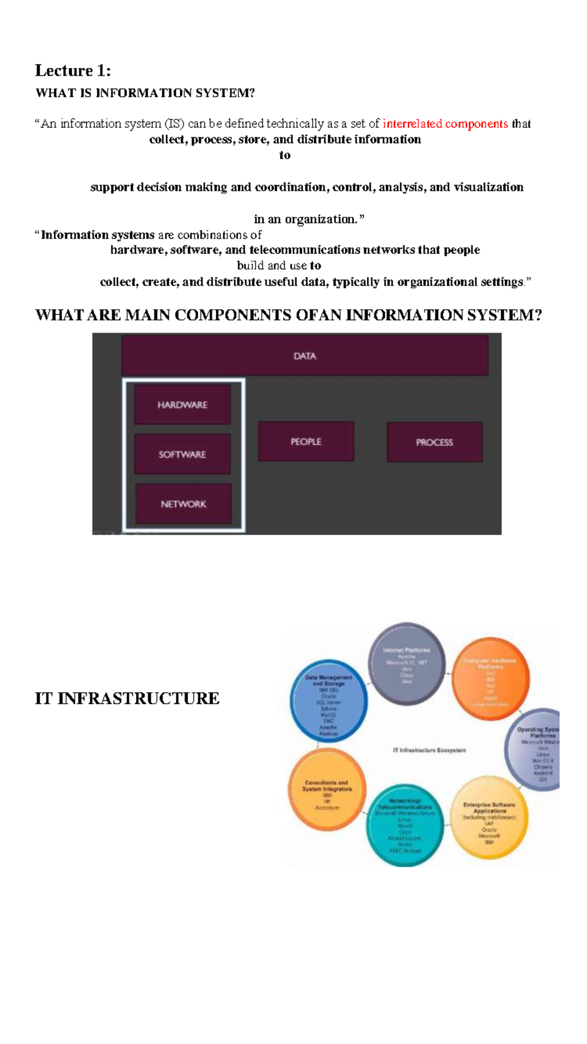 Lecture 1 - L 2: Introduction to Information Systems and Components ...