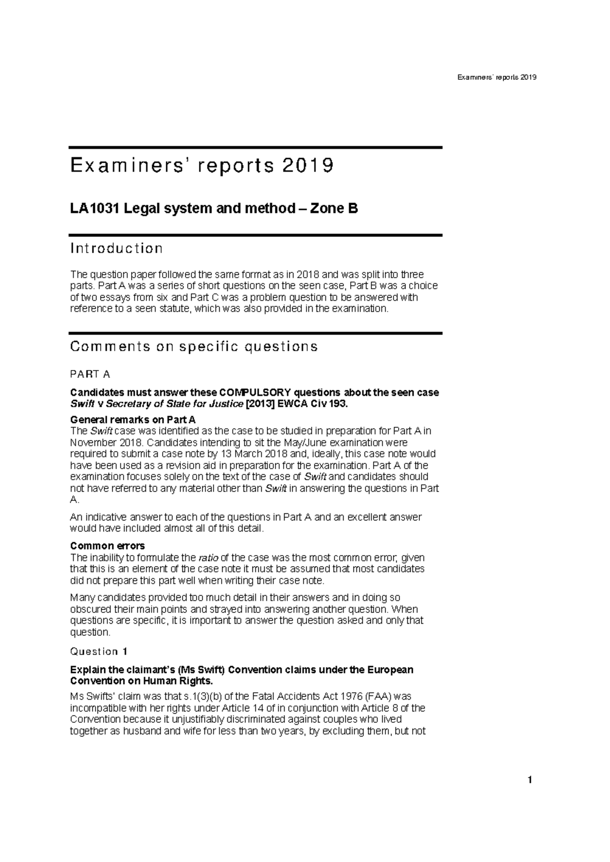 Lsm Report 2019 B Legal System And Method Examiners Reports 2019