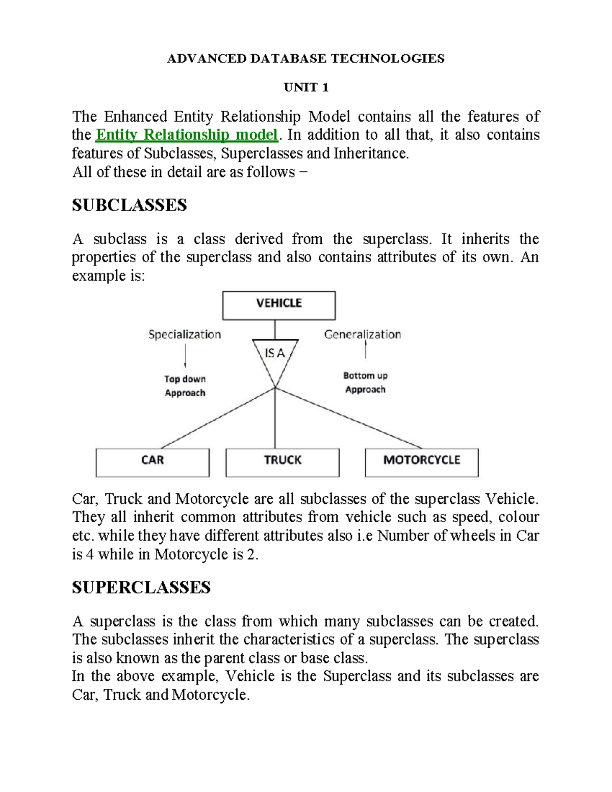 Adtech UNIT 1 - Enhanced Entity Relationship Model Overview - Studocu