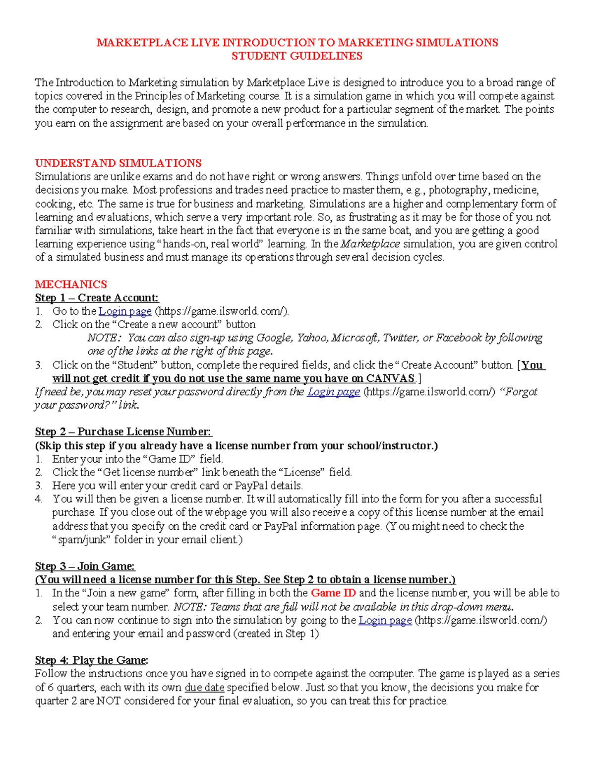 Guide to Marketplace Live Simulation for MKT 101 - Summer 2023 - Studocu