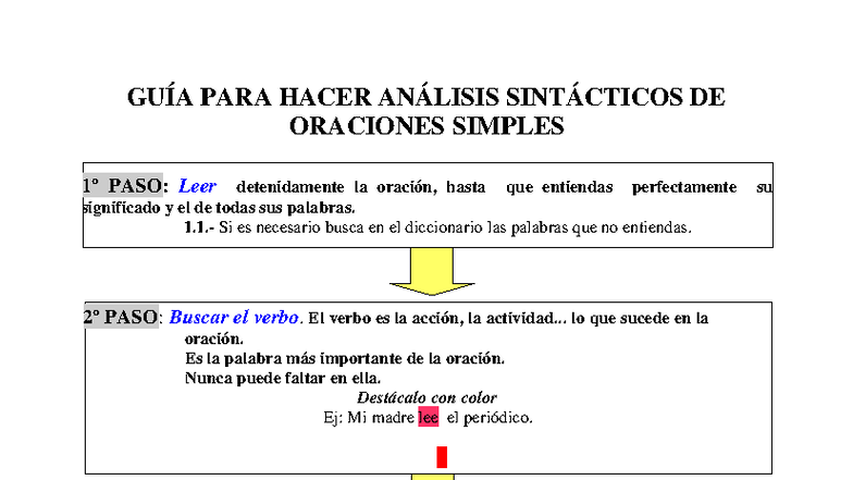 Guía de Análisis Sintáctico de Oraciones Simples - 1º Paso - Studocu