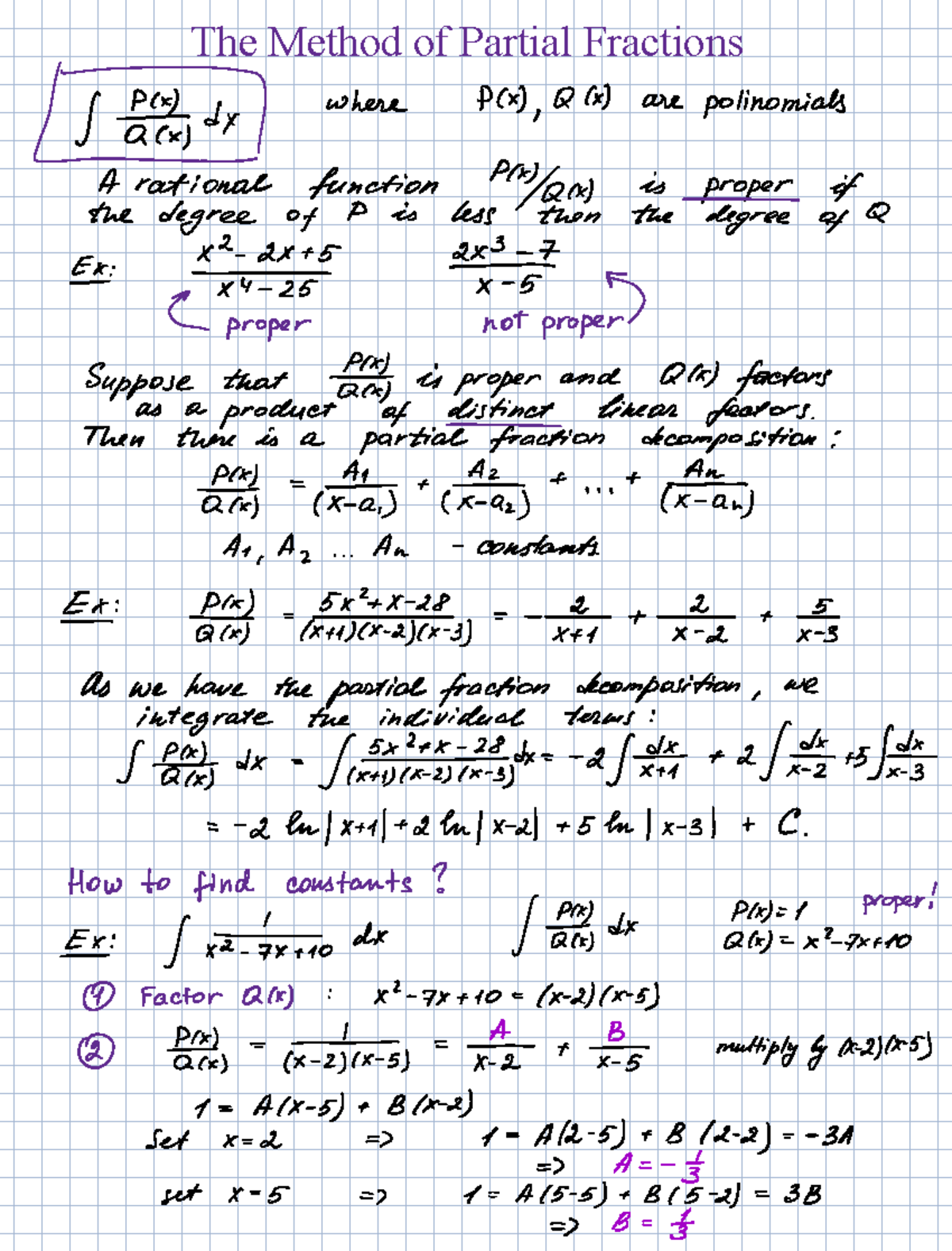 Integration of Rational Functions by Partial Fractions (MATH 101) - Studocu