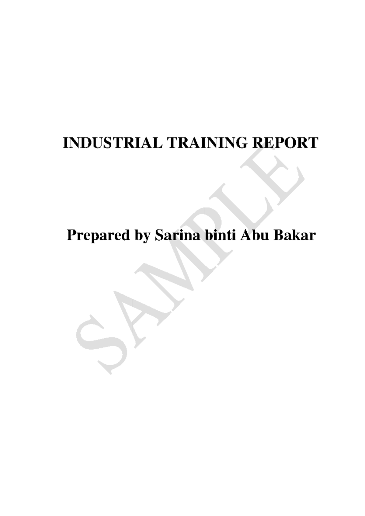 Sample LI Report Guideline-V2 - INDUSTRIAL TRAINING REPORT Prepared by ...