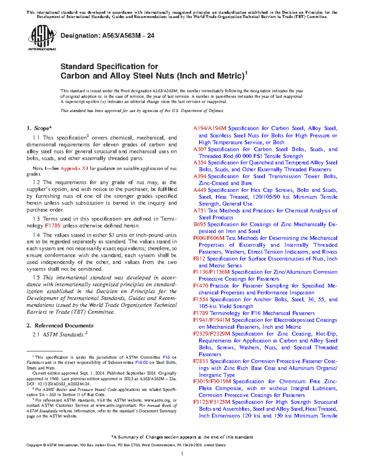 ASTM A563/A563M-24 Standard Specification for Steel Nuts - Studocu