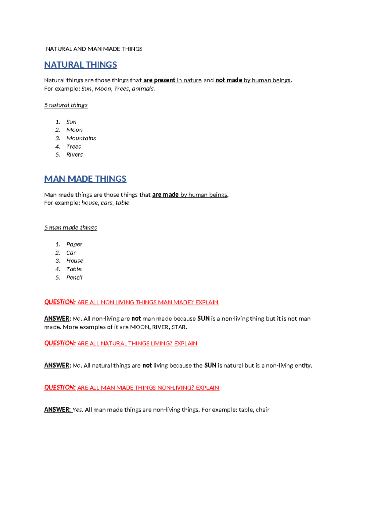 Natural vs Man-Made Things: Key Examples and Explanations - Studocu