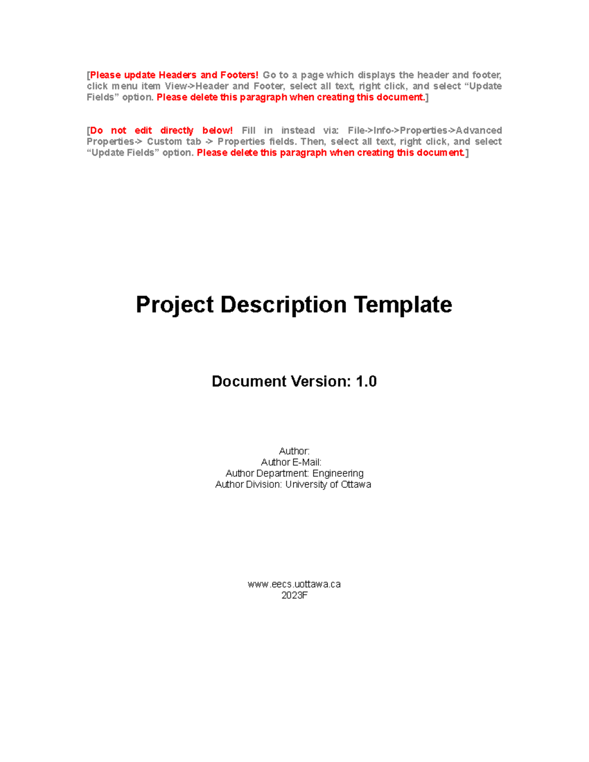 CEG491X Project Report Template - [Please update Headers and Footers ...