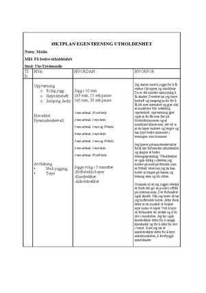 Skriveplan for egentrening i kroppsøving - Kroppsøving: ”skriv i alle ...