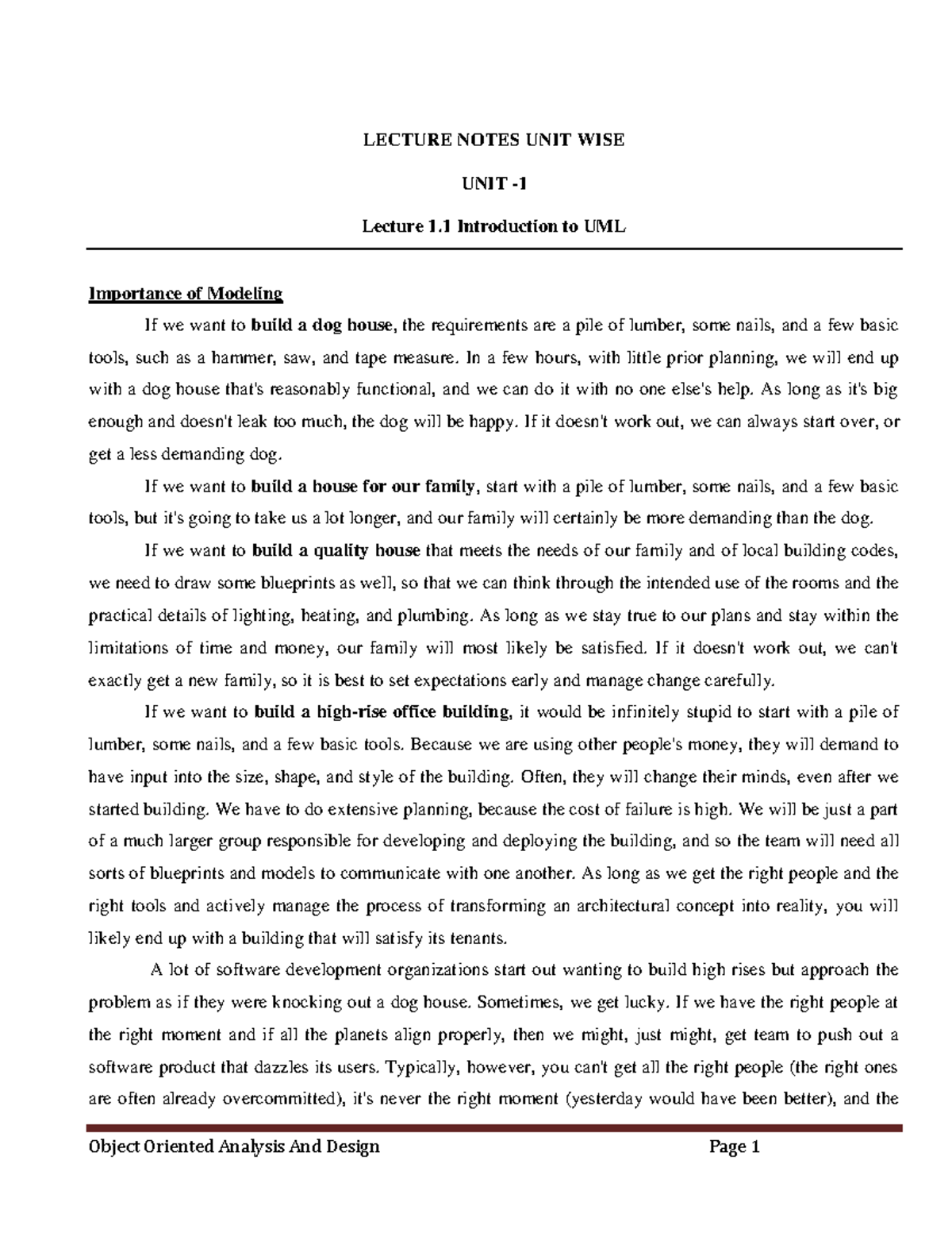 21CS43IT OOAD-Notes-1 DR W T Chembian - LECTURE NOTES UNIT WISE UNIT ...