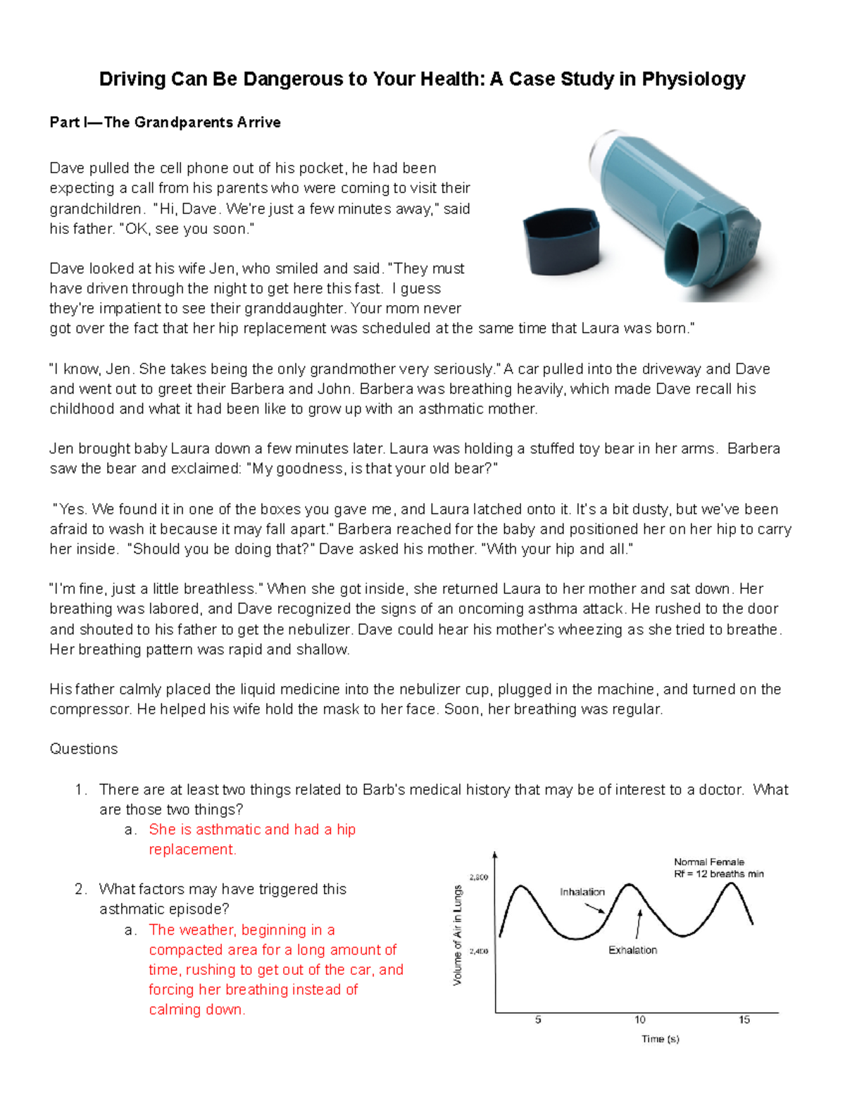 Physiology Case Study: Driving Impacts on Health (Example: 12345) - Studocu