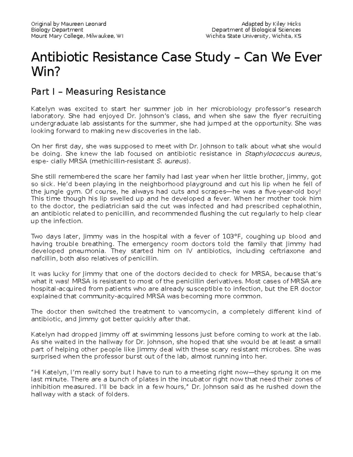 A1 Biology Case Study: Understanding Antibiotic Resistance in MRSA ...