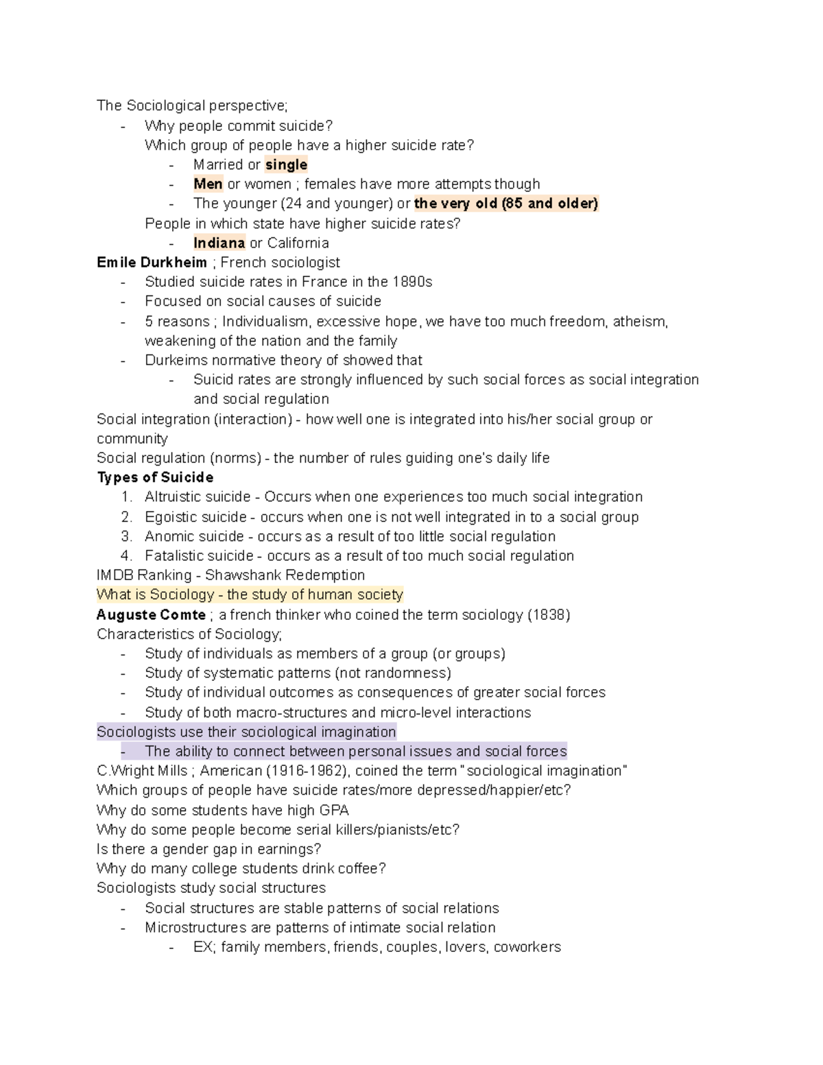 Soc 100 Final Exam Notes on Sociological Perspectives and Theories ...