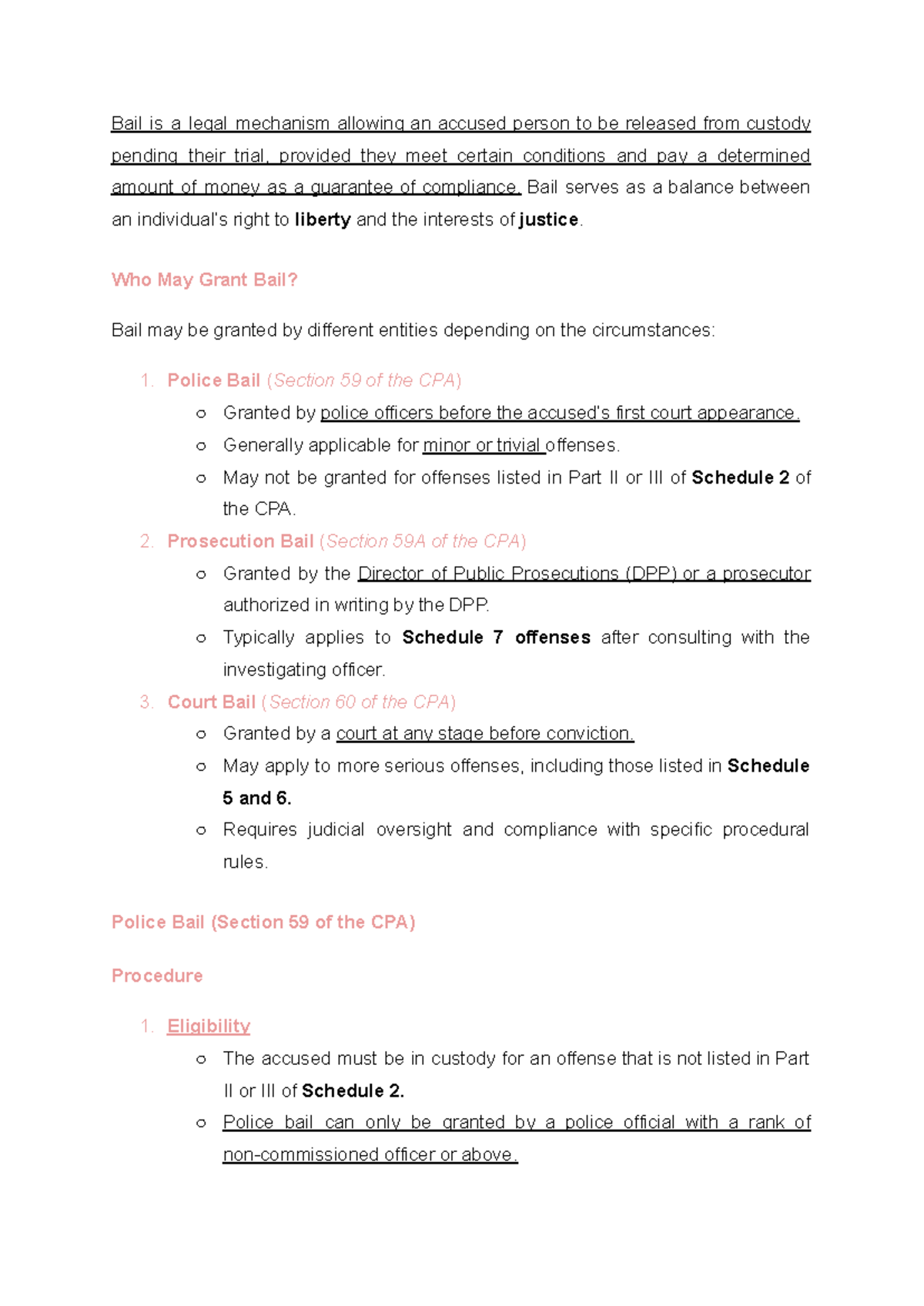 Bail Procedures and Rights: A Comprehensive Guide (CRIM 101) - Studocu