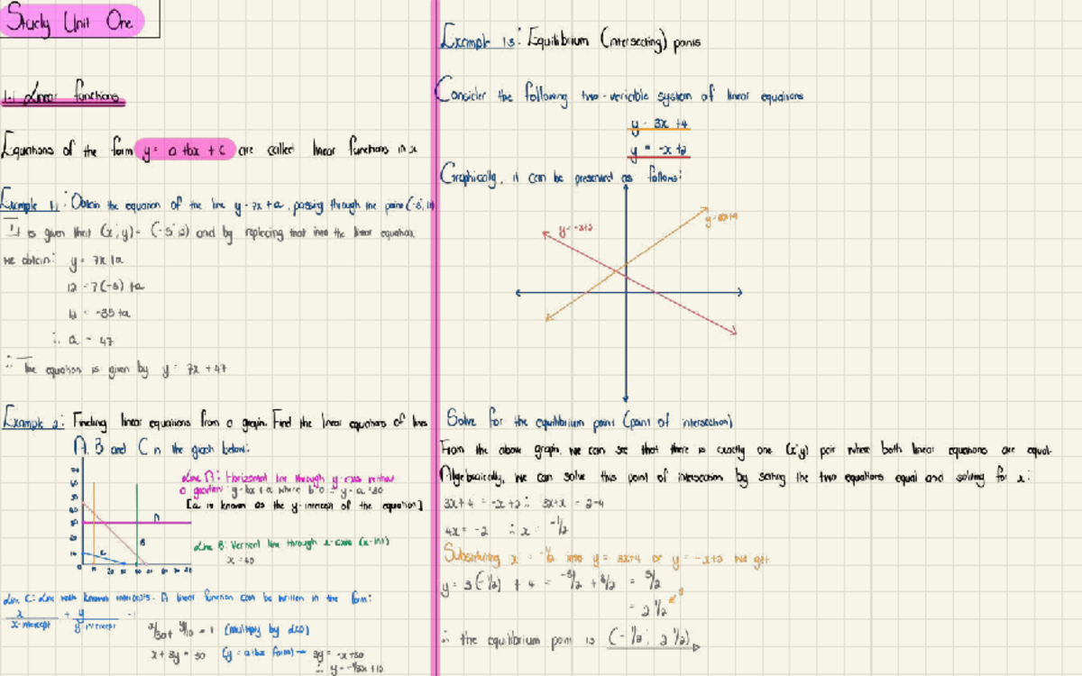 STK 113 Full Semester Summary: Equilibrium Points & Linear Functions ...