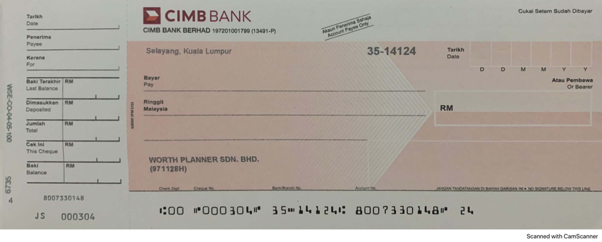 CIMB BANK Cheque Document - Payment Details and Instructions - Studocu
