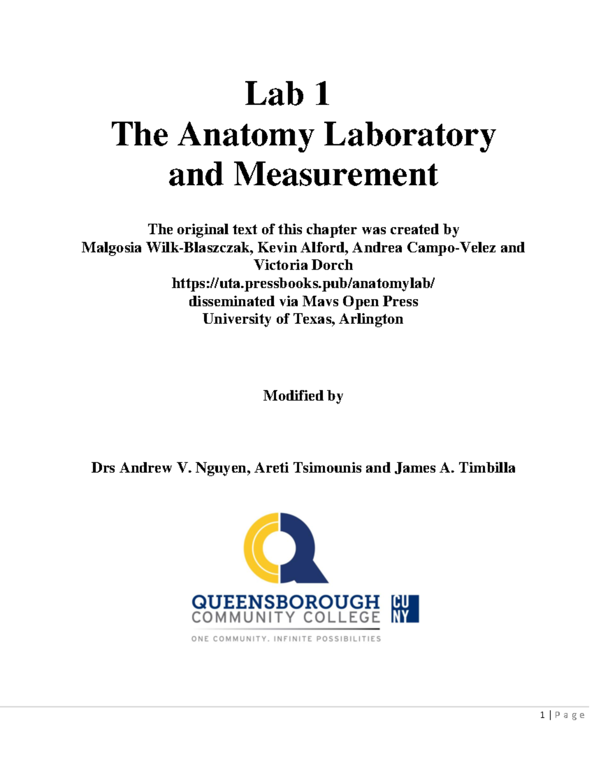 Lab 1 Anatomy and Metric System - Lab 1 The Anatomy Laboratory and ...