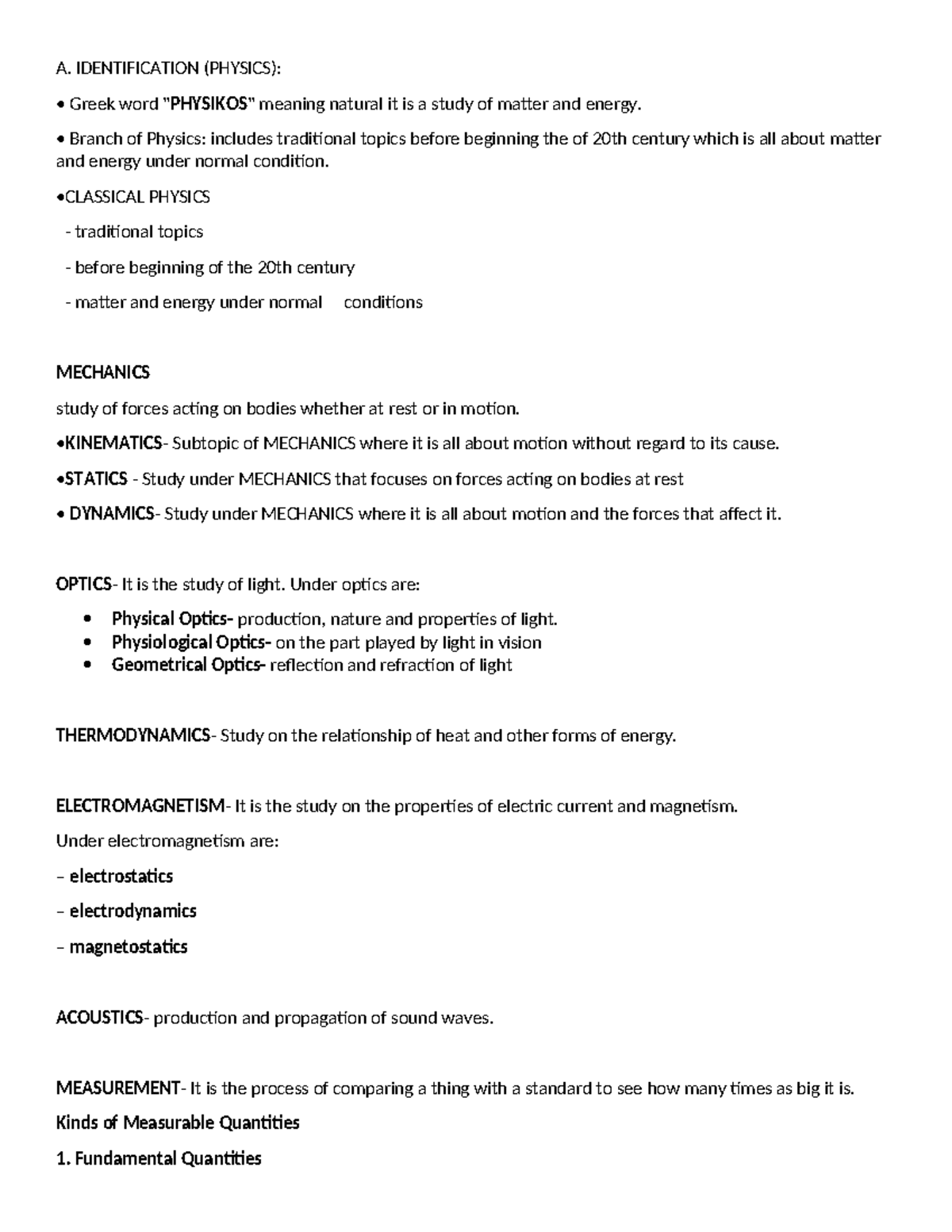 Physical Science Lecture Notes (PHYS 101): Matter, Energy, and ...