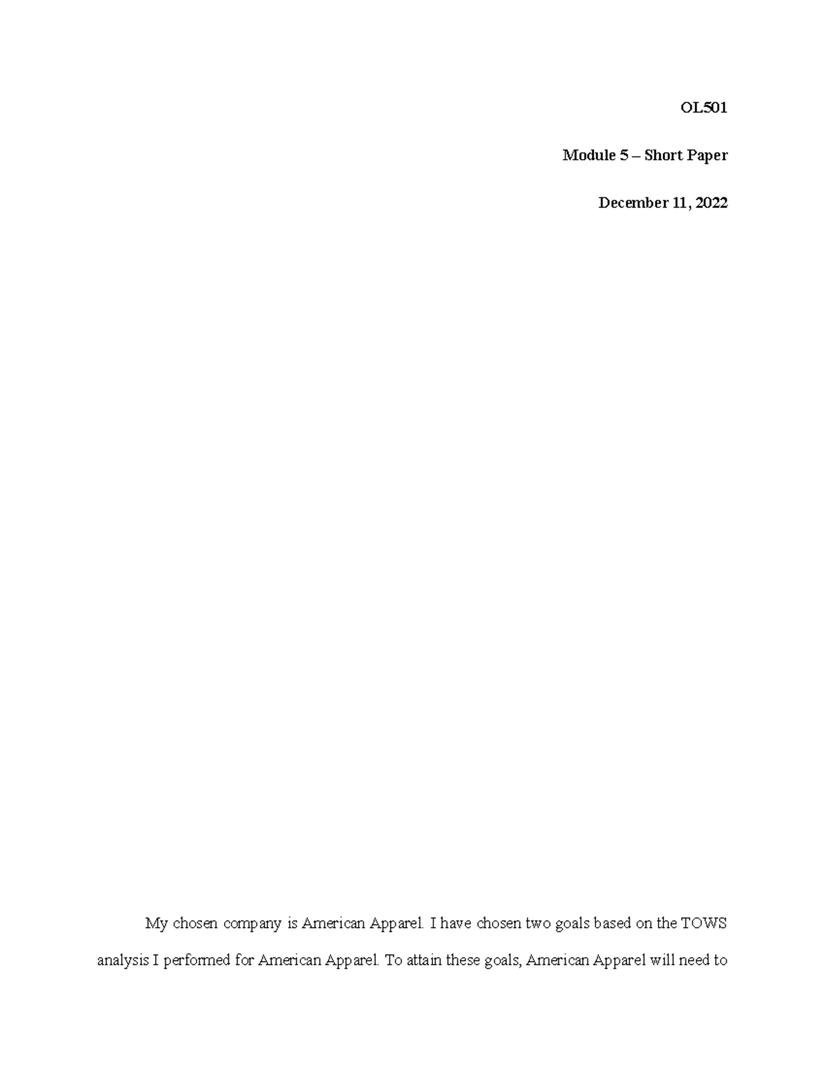 Short Paper - Jacqueline King - OL Module 5 – Short Paper December 11 ...