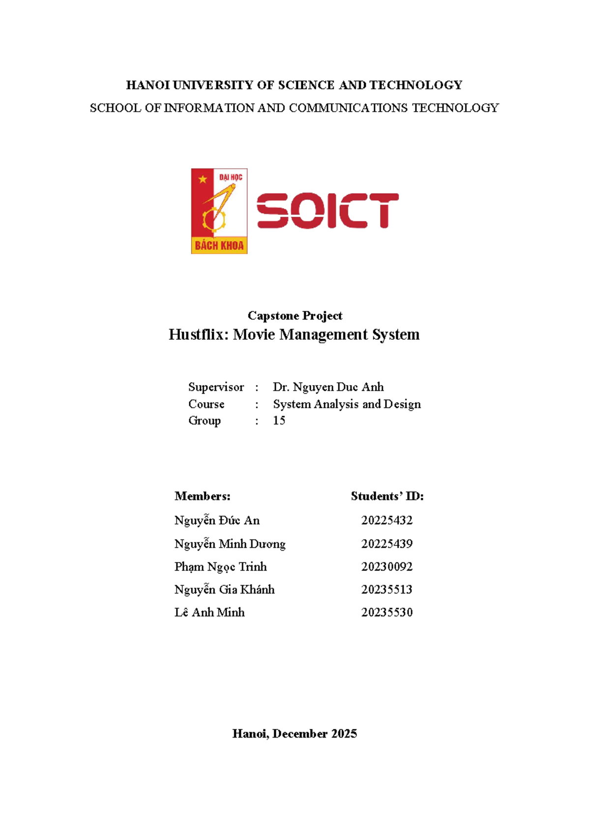 Capstone Project: Hustflix Movie Management System (Course: System ...