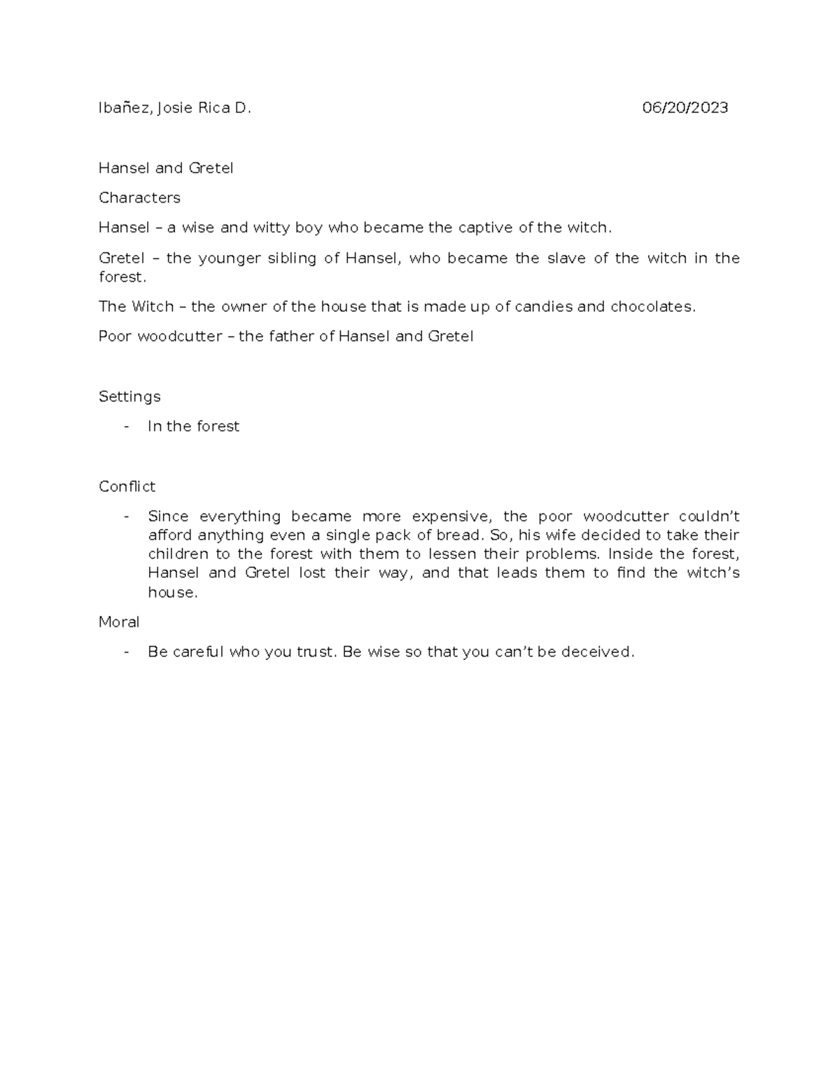 Child Characters in Hansel and Gretel: A Study of Themes and Morals ...