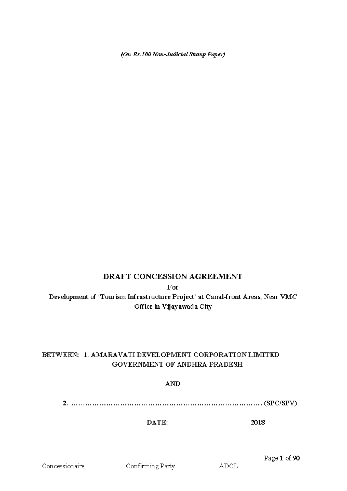 Draft Concession Agreement for Tourism Infra Projects (VMC) - Studocu