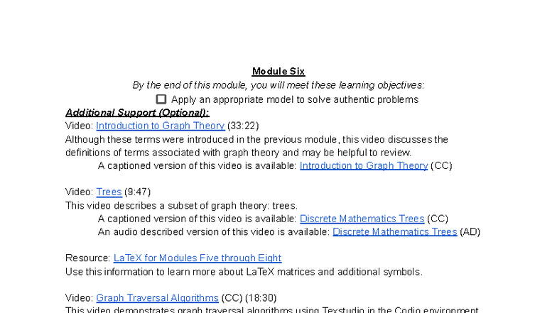 Module 6: Introduction to Graph Theory and Key Concepts - Studocu
