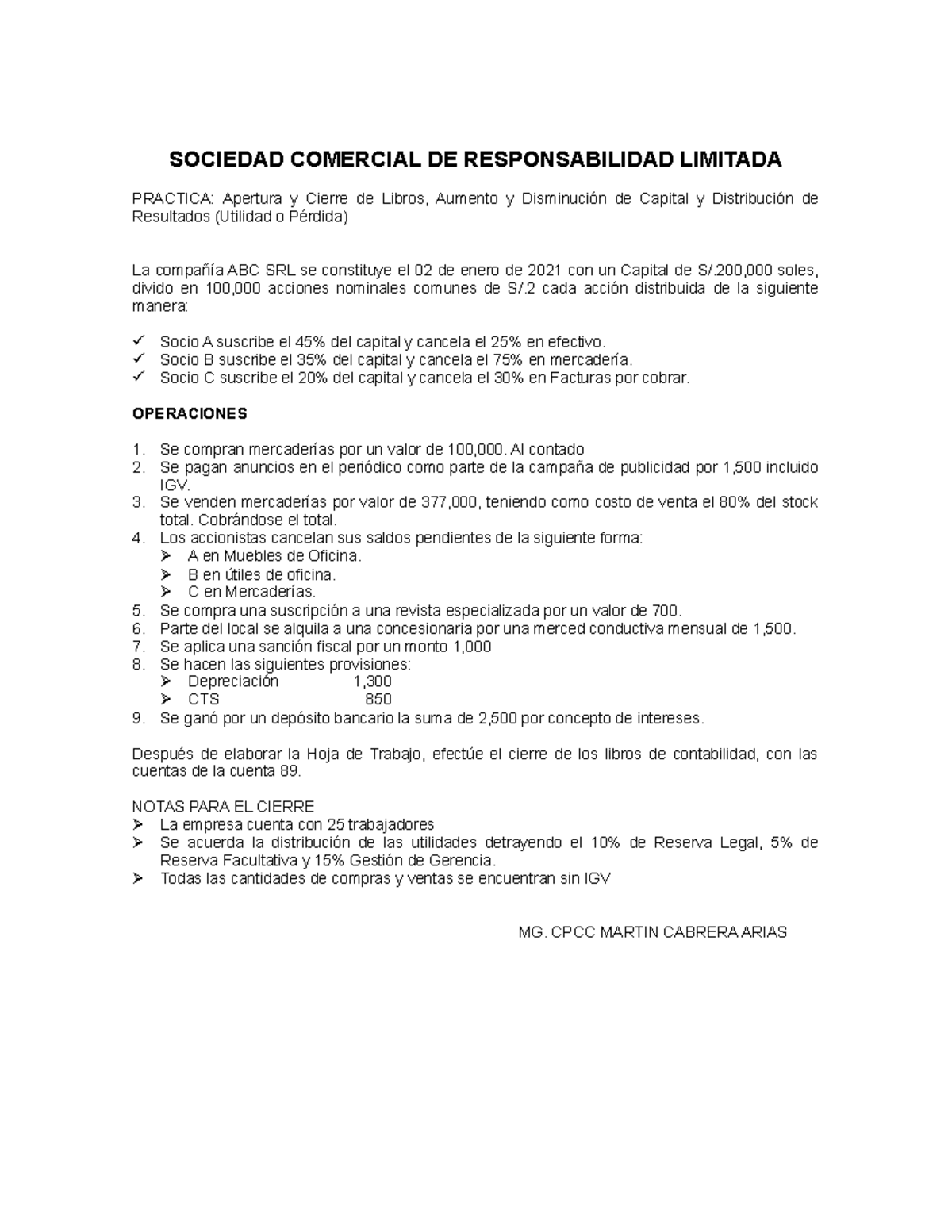 Caso Completo y Cierre de Libros Contables en ABC SRL - Studocu