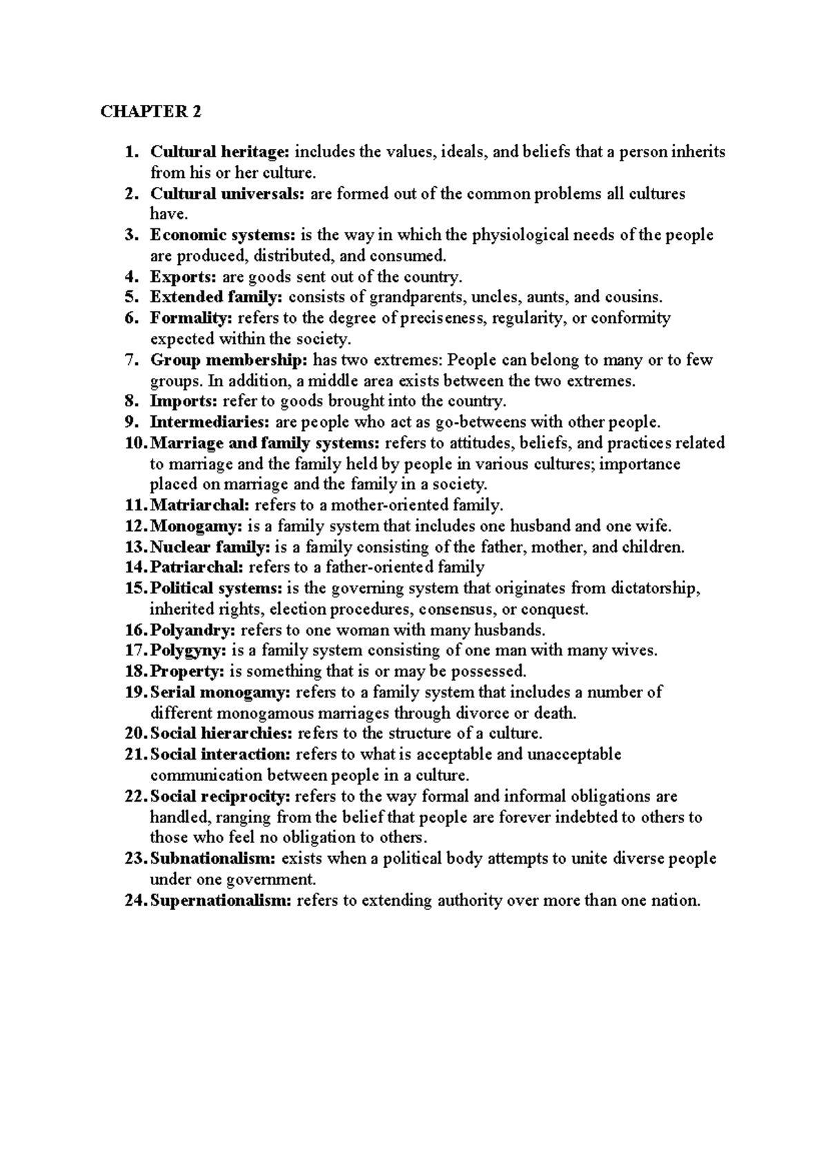 Cultural Concepts and Key Terms - CHAPTER 2 (IC) - Studocu