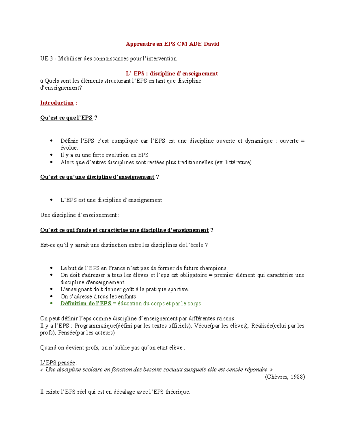 Apprendre en EPS CM ADE David : Structuration et Matrices ...